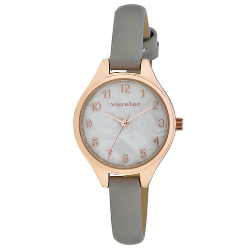 Vernier Women's Grey 28mm Minimalistic Arabic Marbleized Dial Strap ...