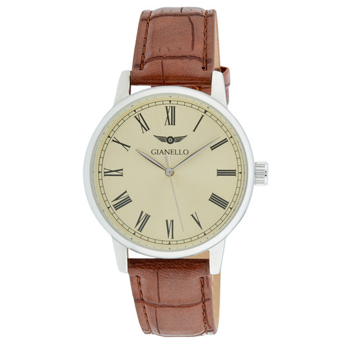 Gianello Milan Veritas 42 Men's Roman Numeral Strap Watch | Gianello ...