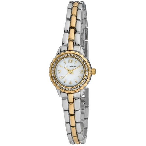 Laura Ashley Women's Mini 26mm Link Crystal Bezel Bracelet Watch ...