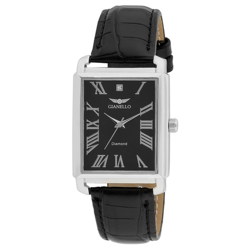 Gianello Genuine Diamond Roman Luxe 30 Vegan Leather Watch Carat Size 1 ...