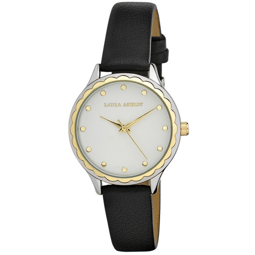Laura Ashley Women's 32mm Fluted Dial Vegan Leather Strap Watch ...
