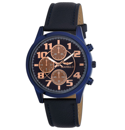 Gianello Men's Tri Faux Chronograph Leather Watch | Gianello Watches