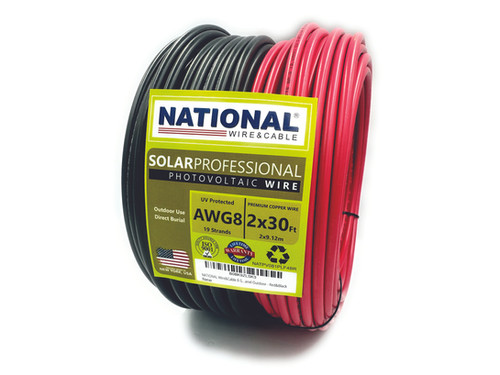 AWG8 - 2x30 Ft. PV Wire Solar Professional | NATIONAL Wire&Cable