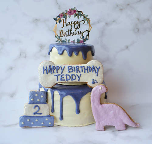 2 tiered dog birthday cake | four