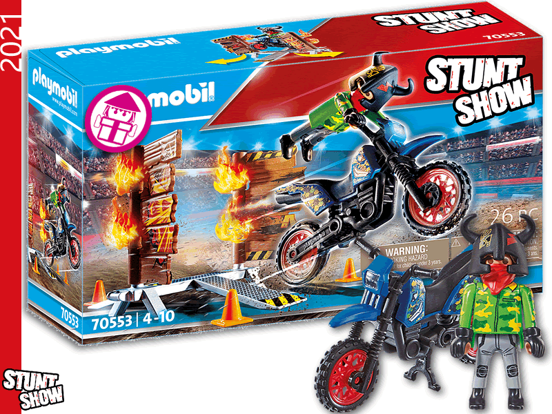 PLAYMOBIL 70553 Stunt Show Motocross with Fiery Wall | Playmobil Hong ...