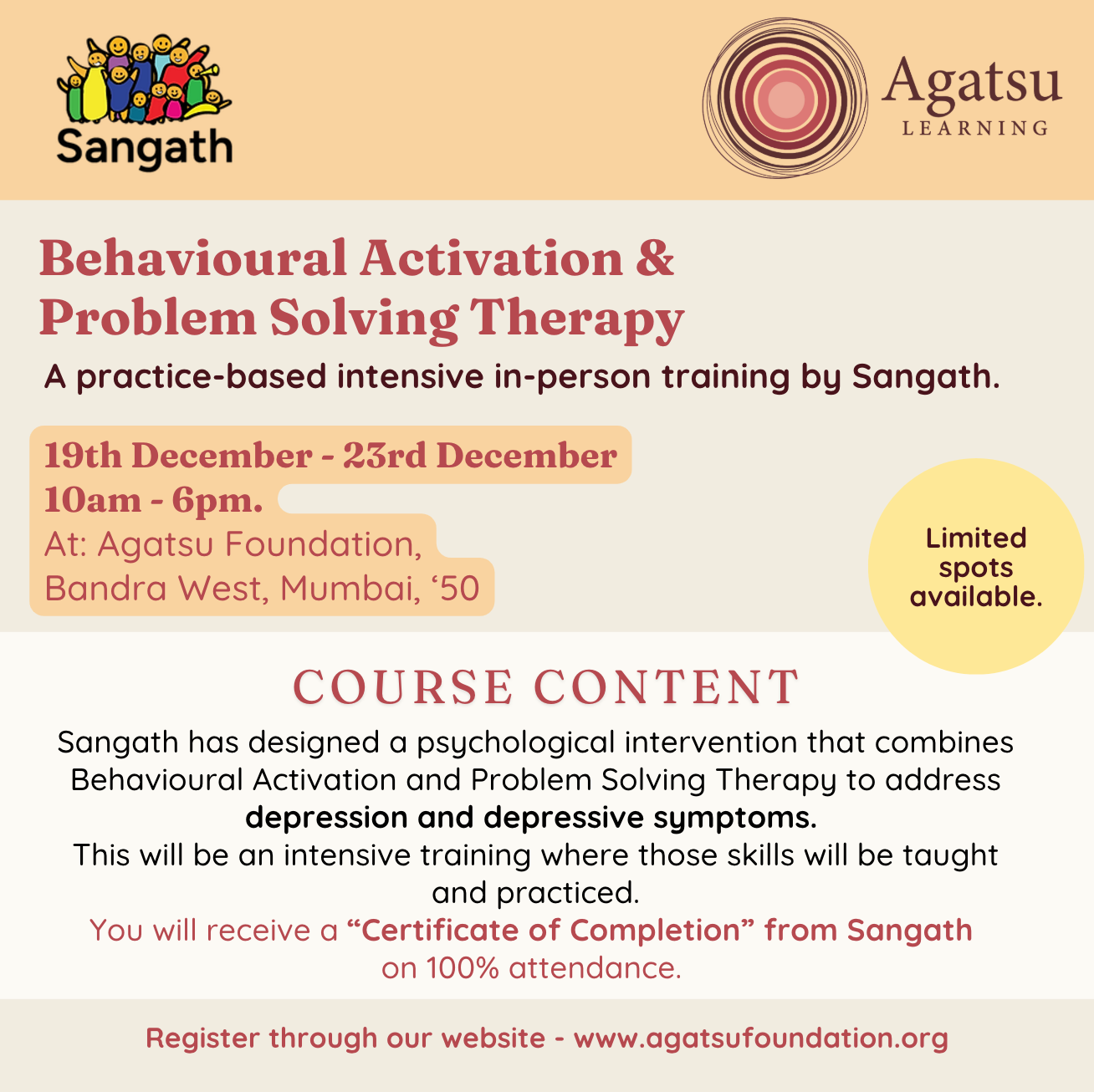Behavioural Activation & Problem Solving Therapy | Agatsu Foundation