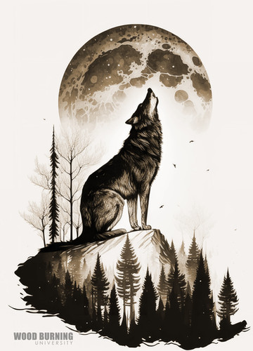 Wolf with Moon and Trees | WB University