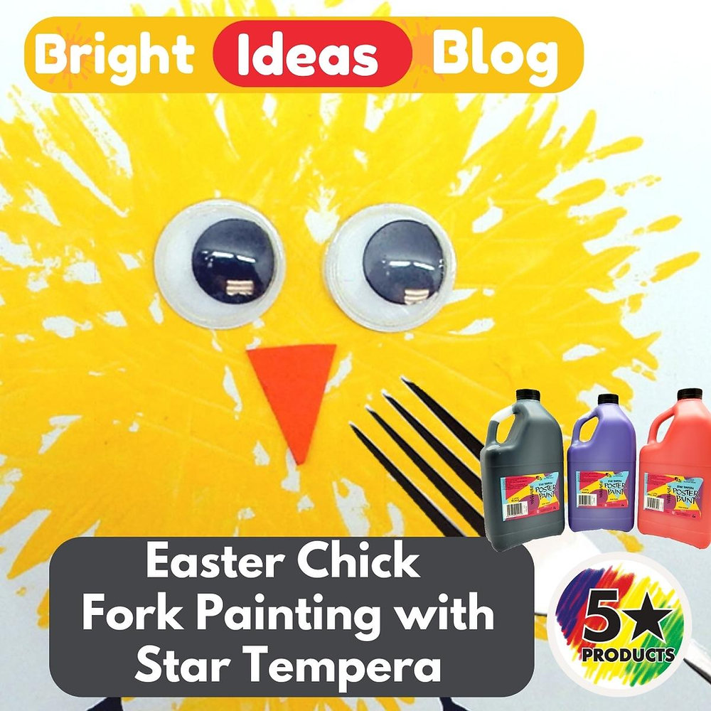 Paint Easter Chicken with just a fork. Painting with Tempera Paint