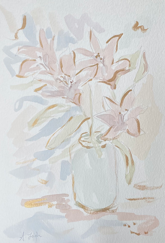 “Pastel Lilies I & II” - 7x11 - Set of Two - Paper | shelbyleighdesigns