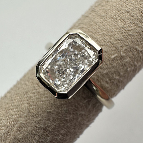 Bezel set radiant cut lab diamond solitaire | goldroomjewellers
