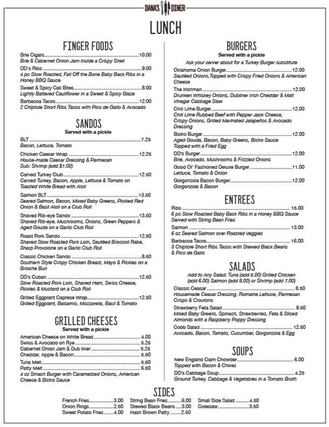 Menu | Dana's Diner