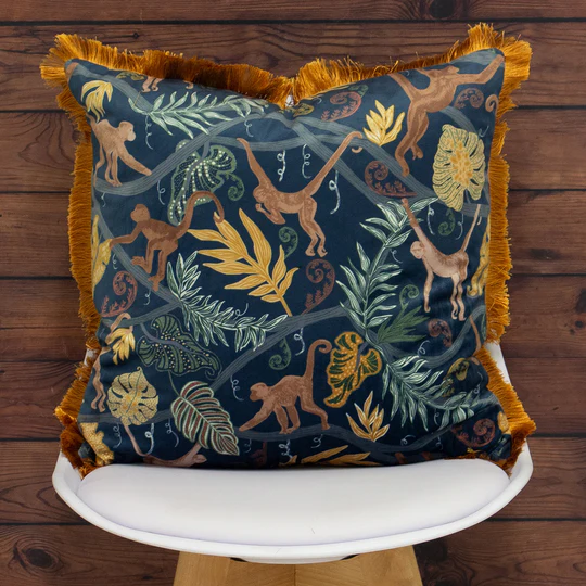 Blue Monkey Forest Cushion | Unique Cushion | Quirky Soft Furnishings