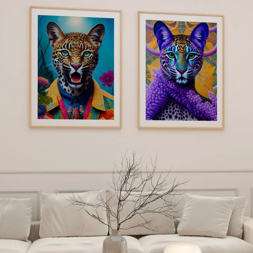 Roaring Leopard Quirky Art Print Unique Wall Decor And Interiors