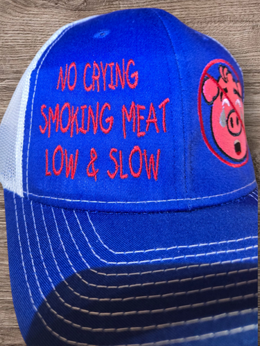 NO CRYING SMOKING MEAT LOW AND SLOW TRUCKER HAT | Laid Back Creations