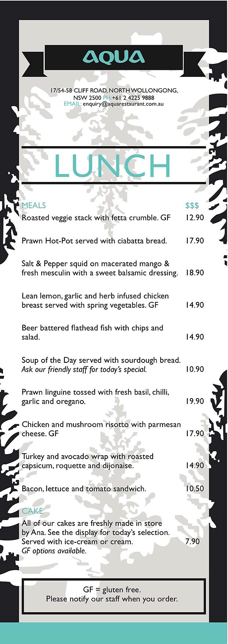 MENUS | aquarestaurant