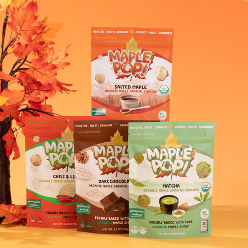 Maple Pop! Organic Maple Caramel Popcorn - Mixed 4 Flavors (4 Packs ...