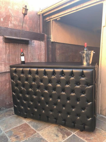 Black Tufted Leather Bar One Day Rental | Lopez's Event Rental