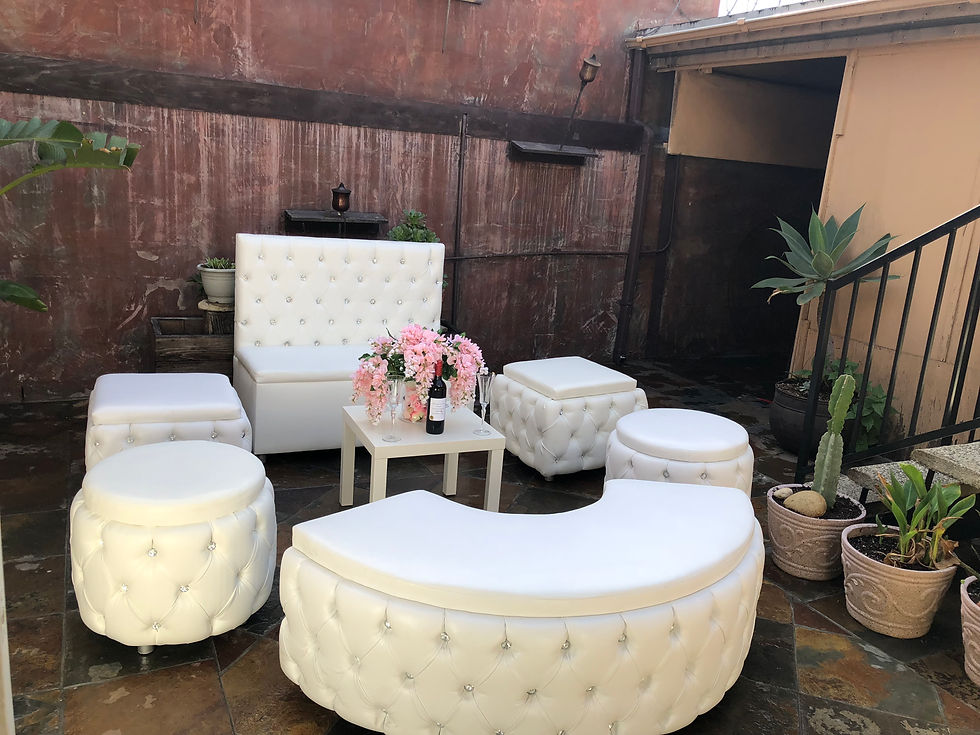 7 Piece White Lounge Set One Day Rental | Lopez's Event Rental