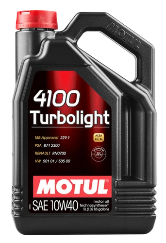 Motul 4100 Turbolight 10W-40 Engine Oil 5L | Rocketdog Racing