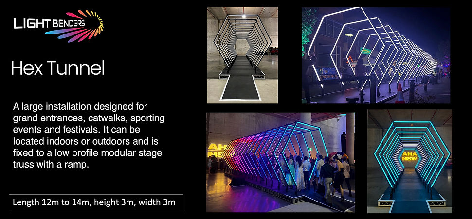 Light Installations | Lightbenders | Light Tunnels and Voguebooths