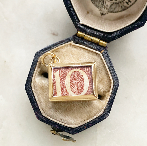 Vintage 1970 9ct gold and old British Ten Shilling note charm ...