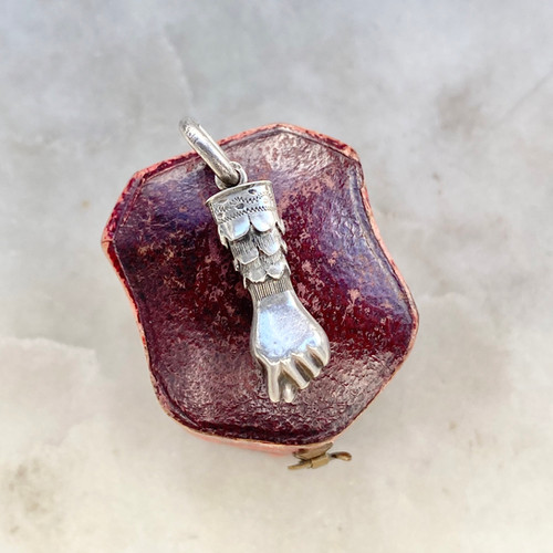 Antique rare hinged sterling silver figa hand talisman charm ...
