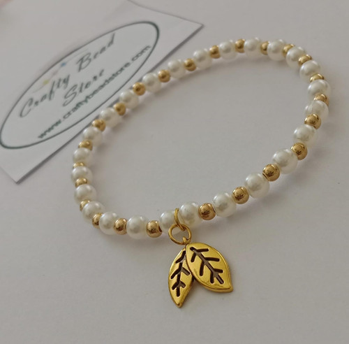 Gold Bead Bracelet with Random Charms. 1 pcs per pack | Crafty Bead Store