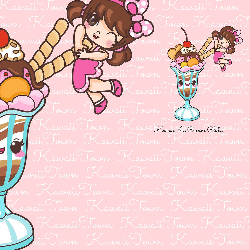 Kawaii Ice Cream Chibi Clipart | Designsbyian