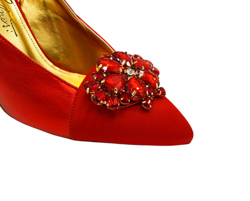 Rachel, stunning red half-shoes and matching bag set | Mary Shoes