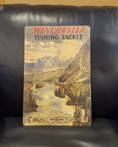 VINTAGE WINCHESTER FISHING TACKLE SIGN | MT Vintage Goods LLC