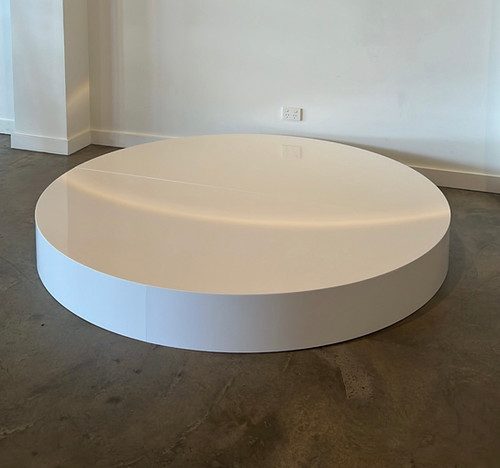 White Circular Stage | Bentley and Bobbi