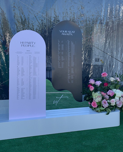 White Seating Chart Freestanding Signage Box | Bentley and Bobbi