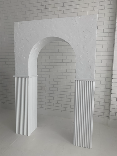 White Textured + Ripple Arch Backdrop | Bentley and Bobbi