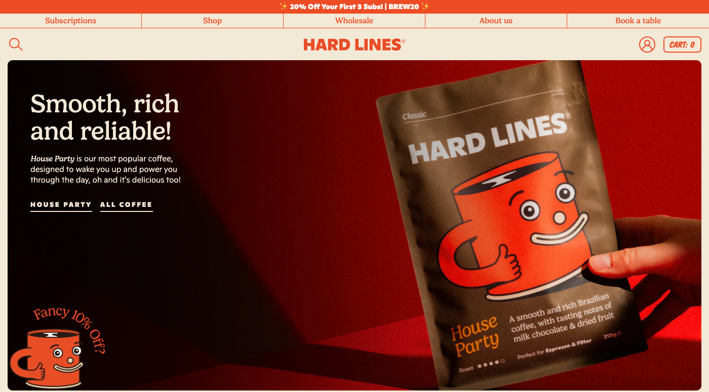 Site of Sites | Web Design Inspiration | Hard Lines Coffee