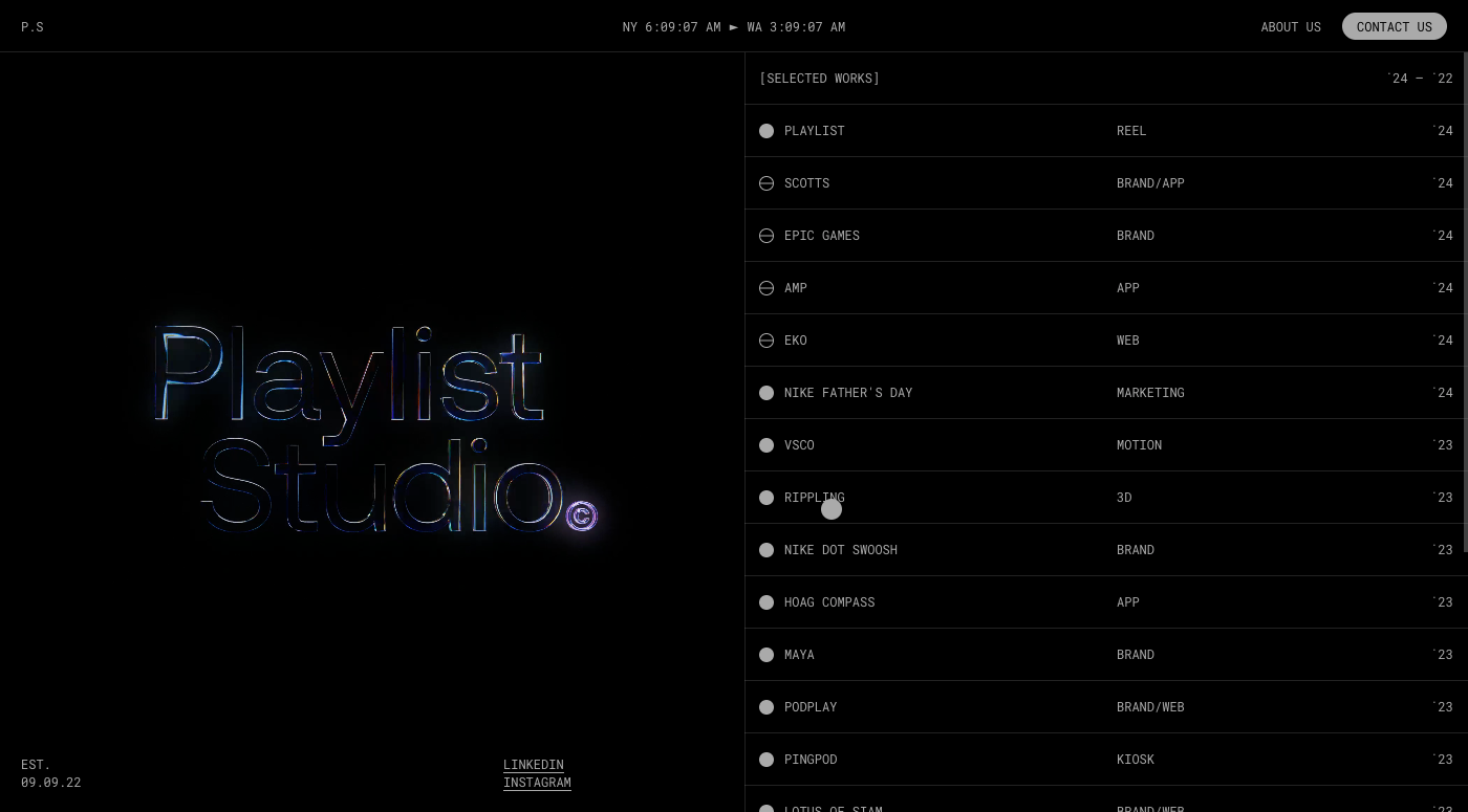 Site of Sites | Web Design Inspiration | Playlist Studio