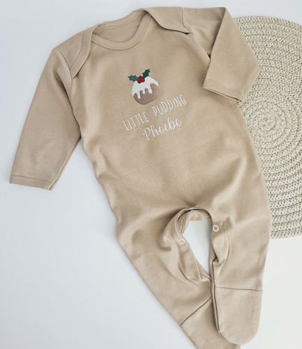 Personalised embroidered Little pudding sleepsuit | ollieandmillies