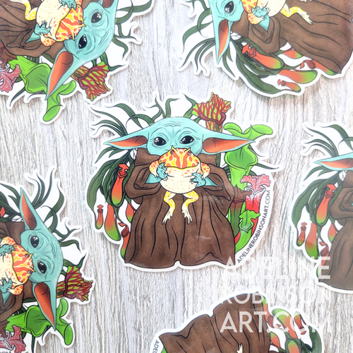 Grogu Pacman Frog Sticker | Adeline Robinson Art