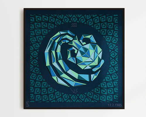 Aquarius Zodiac Paper Sculpture | Scaled Dimensions