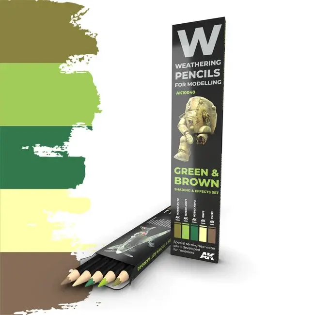 AK Weathering Pencils - Green & Brown Shading Effects | plamonz