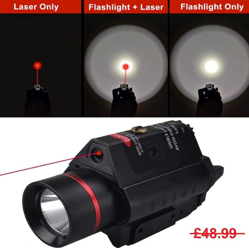 Tactical Torch Red Dot Laser Sight 600 Lumen Bright Cree LED Fit 20mm ...