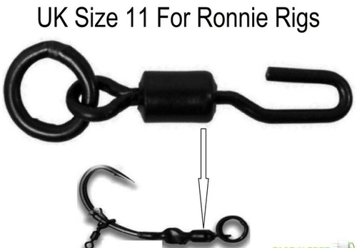 Carp Fishing Quick Change Spinner Swivels Teflon Coated Matt Black Size ...