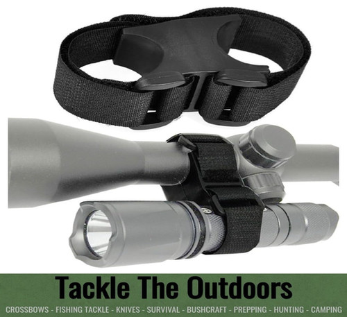 Universal Rifle Scope Torch Mount Rubber Clamp Strap Flashlight Holder ...