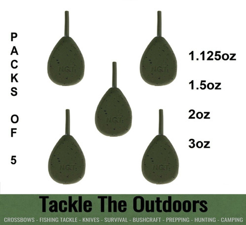 NGT Carp Coarse Fishing Leads Inline Weights Coated Flat Pear Ledgers 1 ...