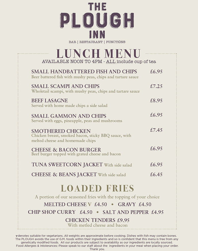 Menus | The Plough