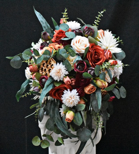 Unstructured Cascade Bouquet Wedding Arch Swag Terracotta | website