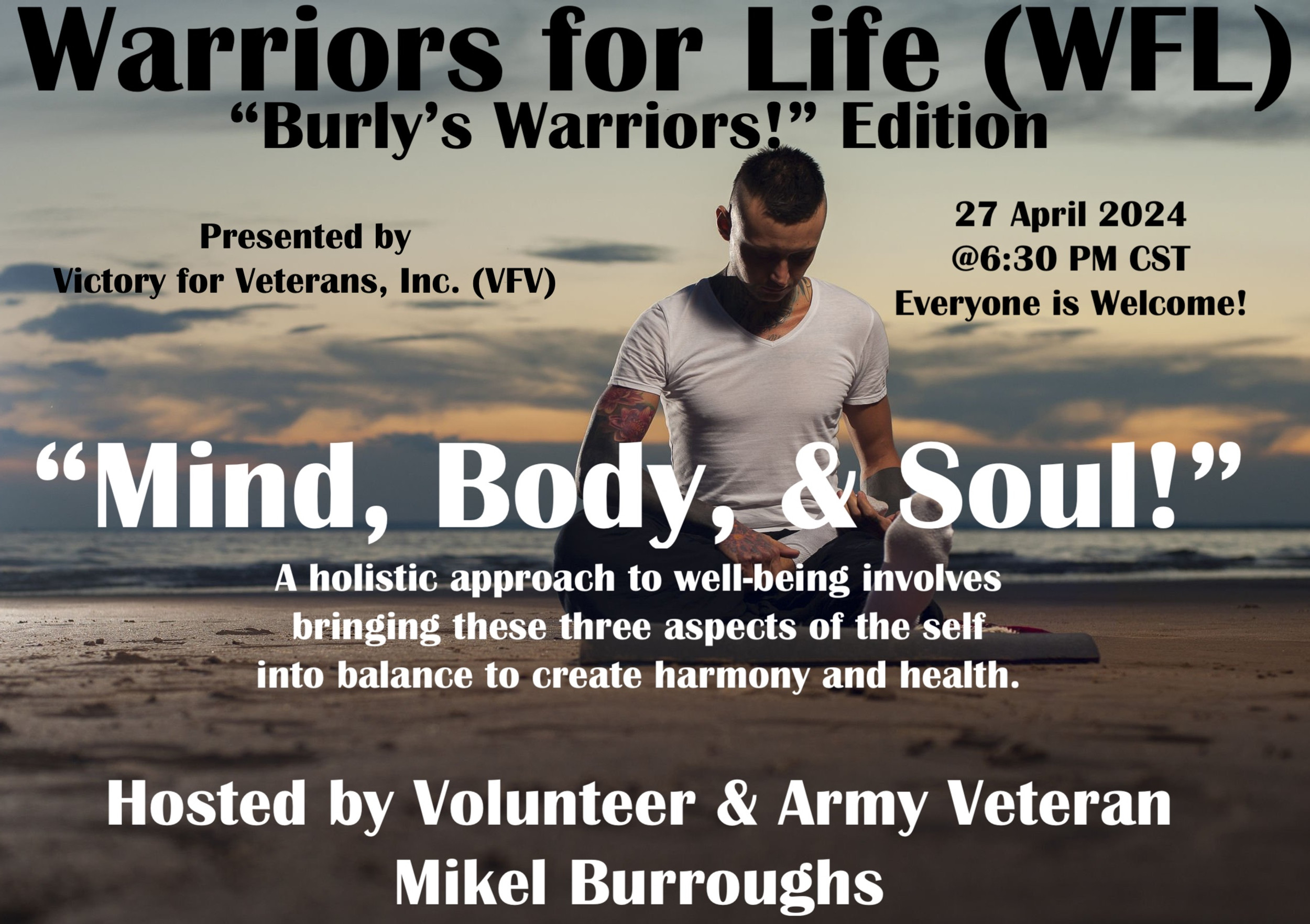 Join Mikel TONIGHT for "Mind, Body & Soul!" with Warriors for Life (WFL ...