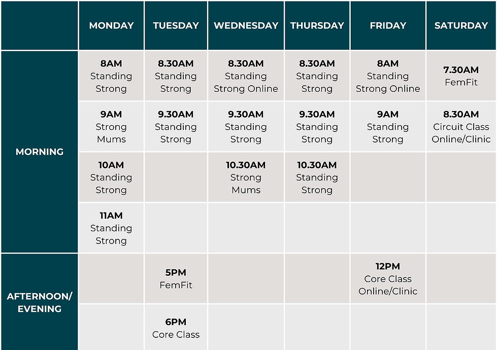 Group Exercise Class Timetable | Balanced Bodies Lifestyle Clinic | Sydney