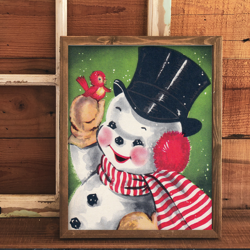 Vintage Retro Snowman Christmas Wall Art 8x10 Print (Frame Not Included ...