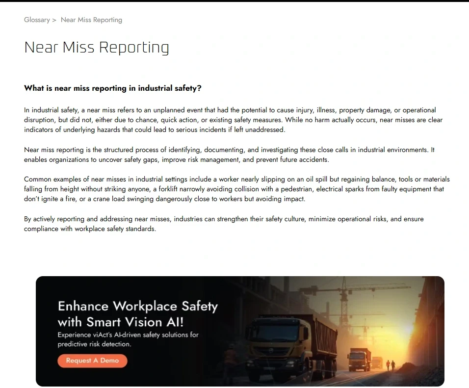 Best AI-powered Near Miss Reporting Software - viAct HK