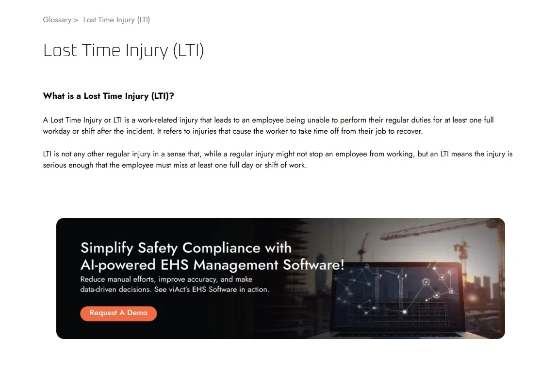 Lost Time Injury (LTI) | Meaning & Definition | viAct AI